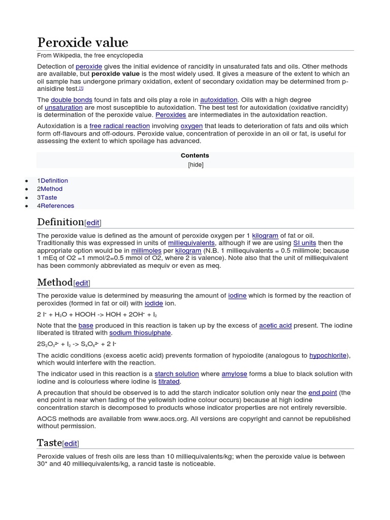 Peroxide Value | PDF | Physical Sciences | Chemical Substances