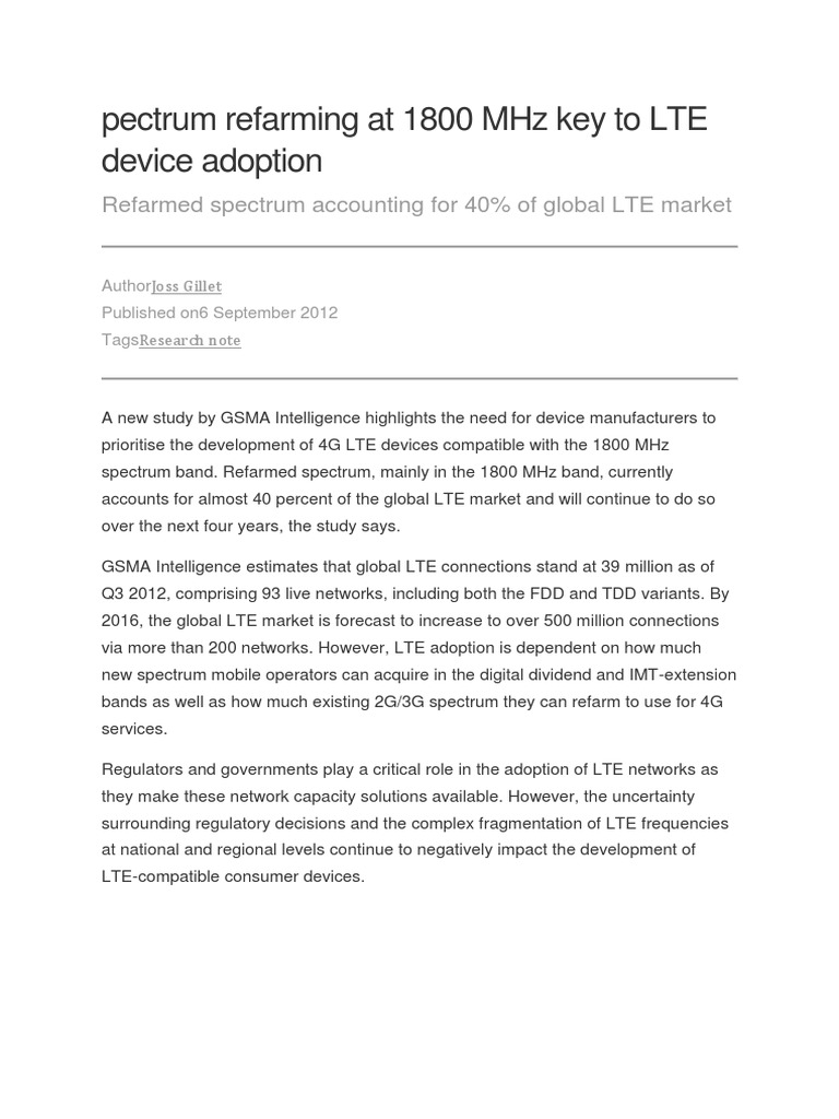 Lte Refarming | PDF