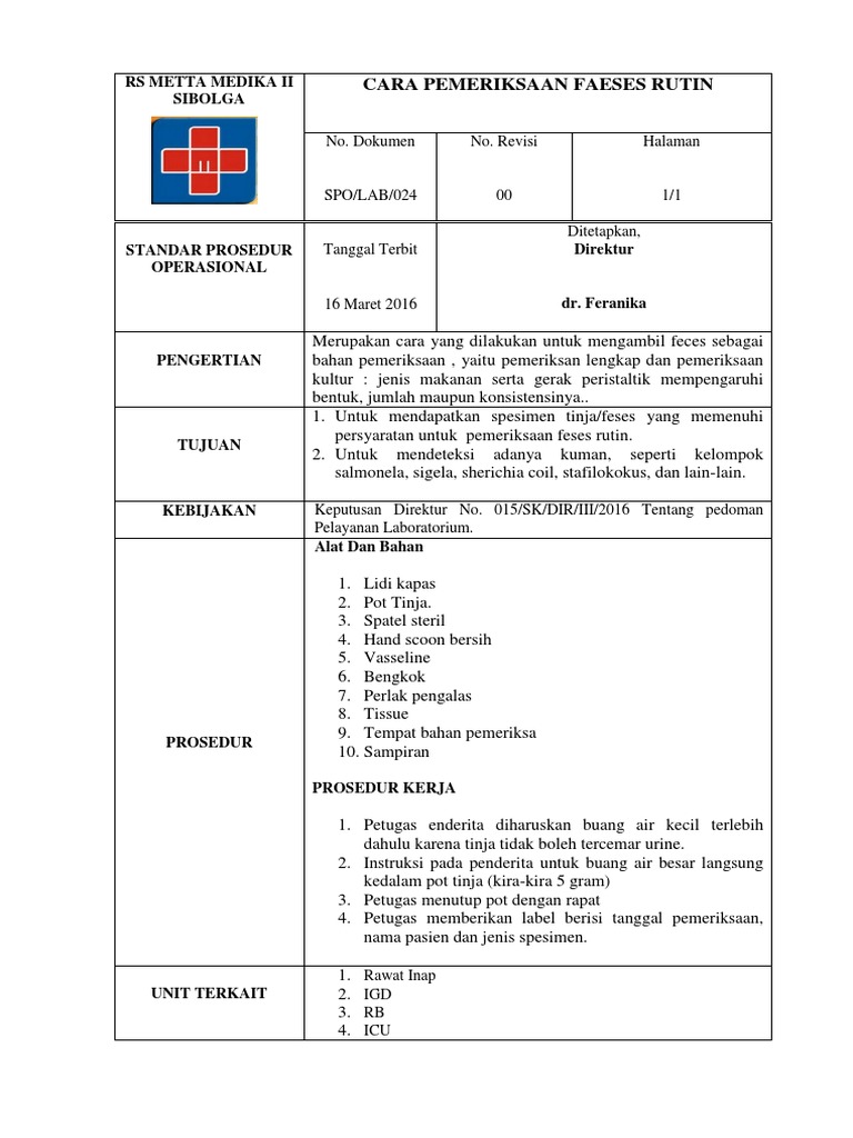 Prosedur Pemeriksaan Feses Rutin | PDF | Self-Improvement | Science ...