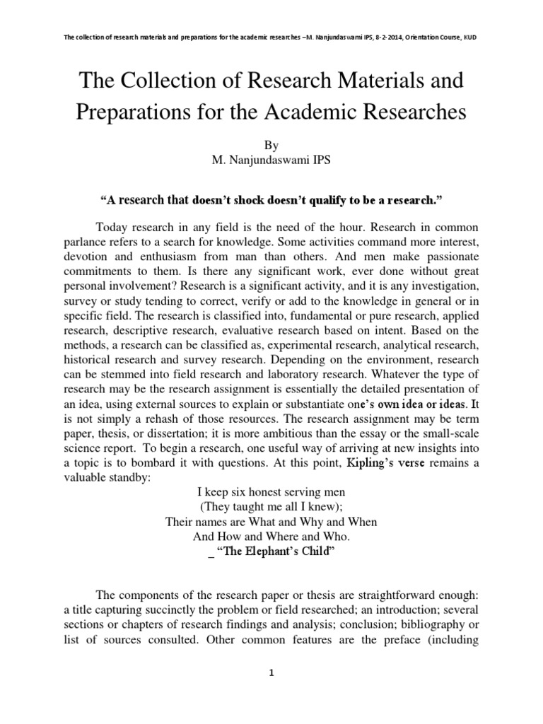The Collection of Research Materials and Preparations For The Academic ...