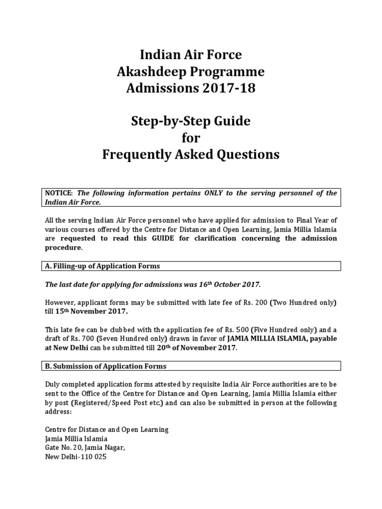 Cdol Admission Indian Air Force Faq | PDF | Business