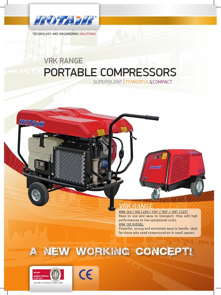 Rotair VRK Portable Air Compressors | PDF | Horsepower | Engines
