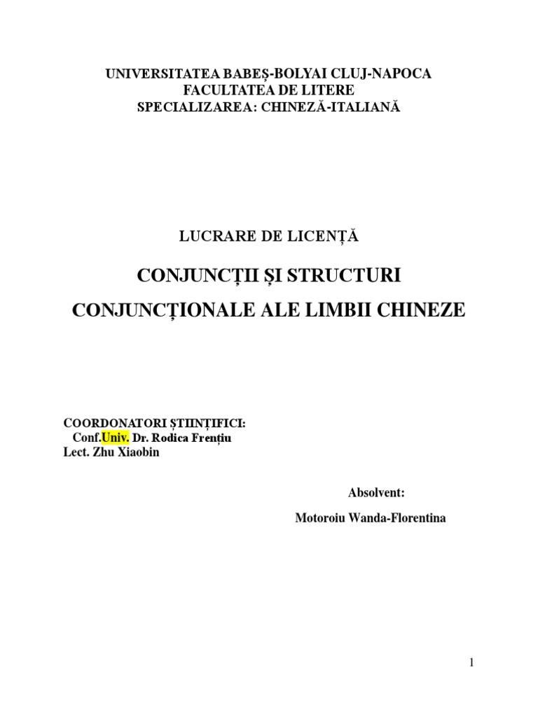 Model - Lucrare Licenta - Conjunctii | PDF