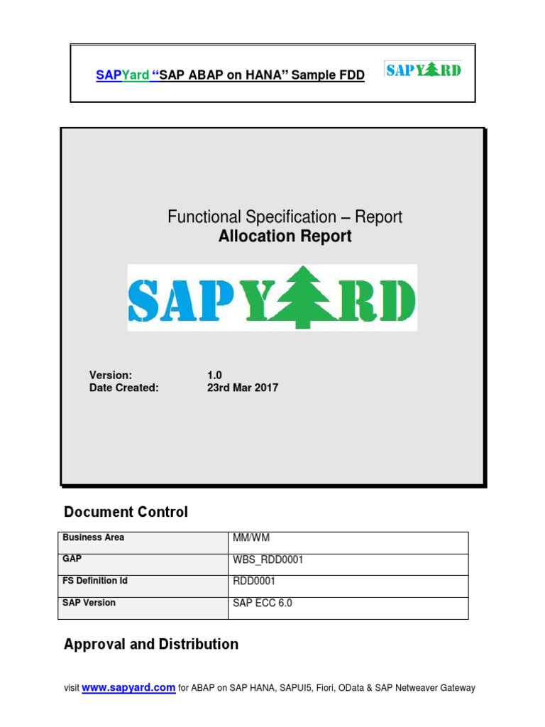 SAP ABAP On HANA Sample Functional Speci | Download Free PDF ...