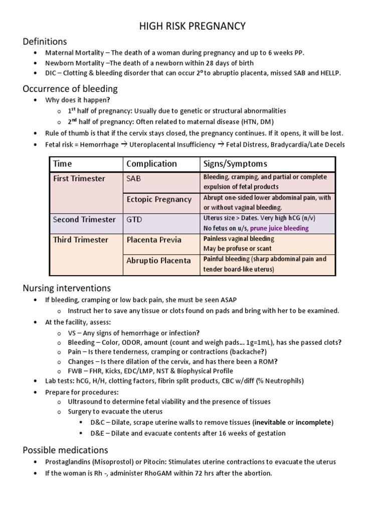 High Risk Pregnancy | PDF | Miscarriage | Pregnancy