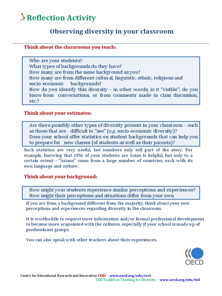 Observing Diversity in Your Classroom | PDF