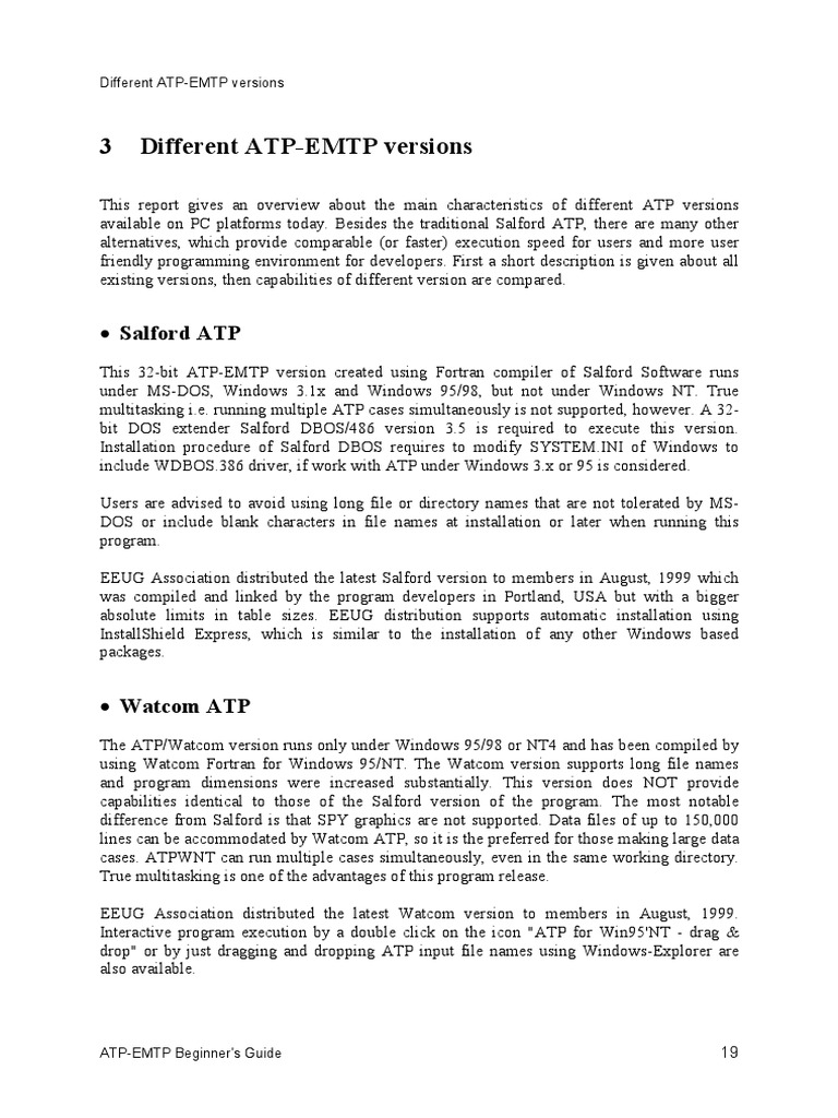 3 Different ATP-EMTP Versions | Download Free PDF | Dos | Microsoft Windows