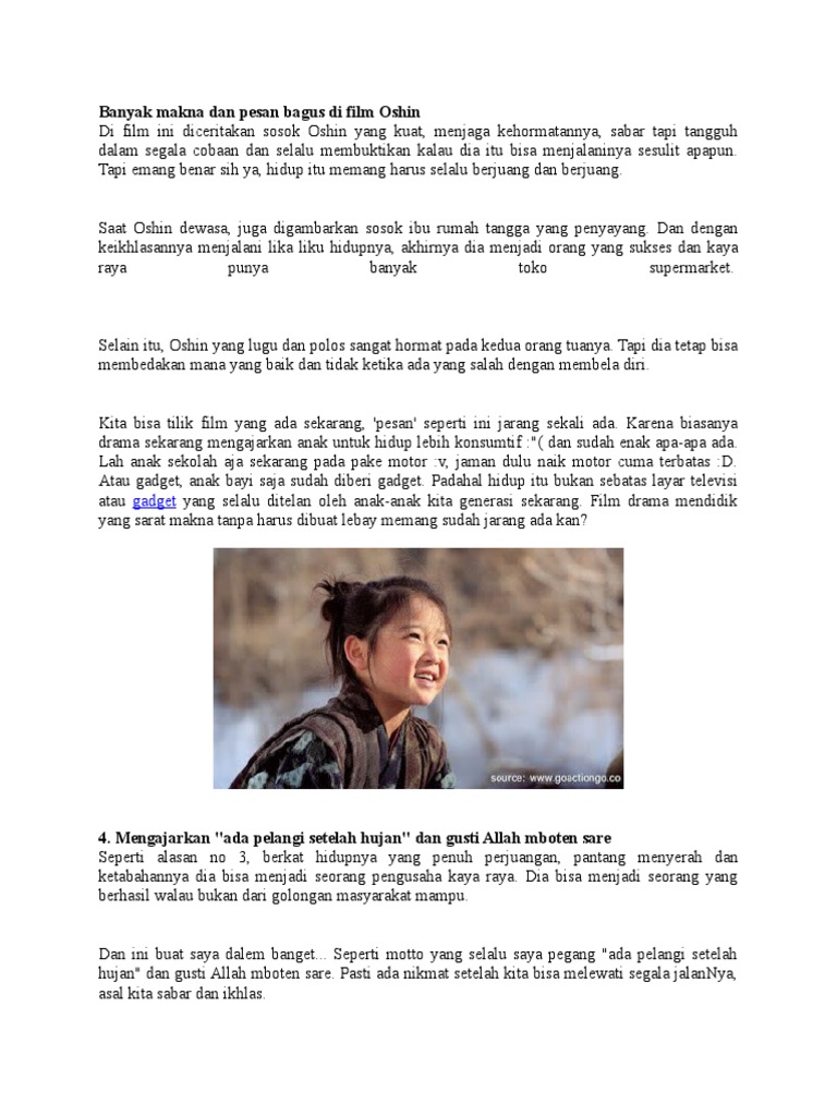 Banyak Makna Dan Pesan Bagus Di Film Oshin | PDF