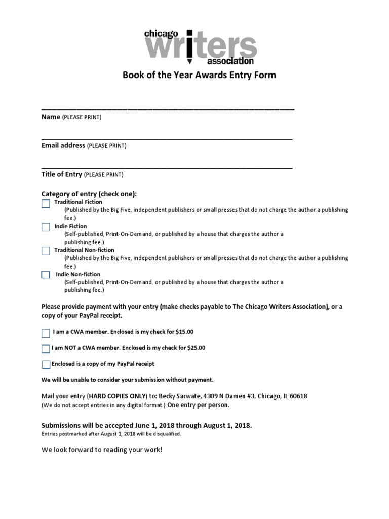Entry Form-BOTY Awards PDF | PDF