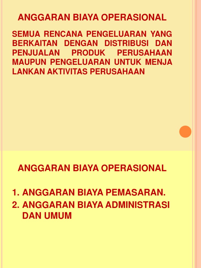 Anggaran Biaya Operasional | PDF