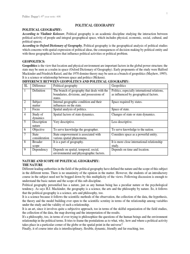 Political Geography: Nature & Scope | PDF | Geography | Geopolitics