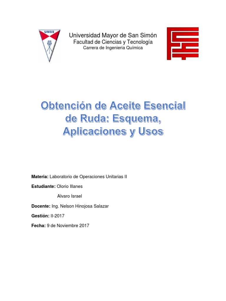 Obtencion de Aceite Esencial de Ruda | PDF | Petróleo | Destilación
