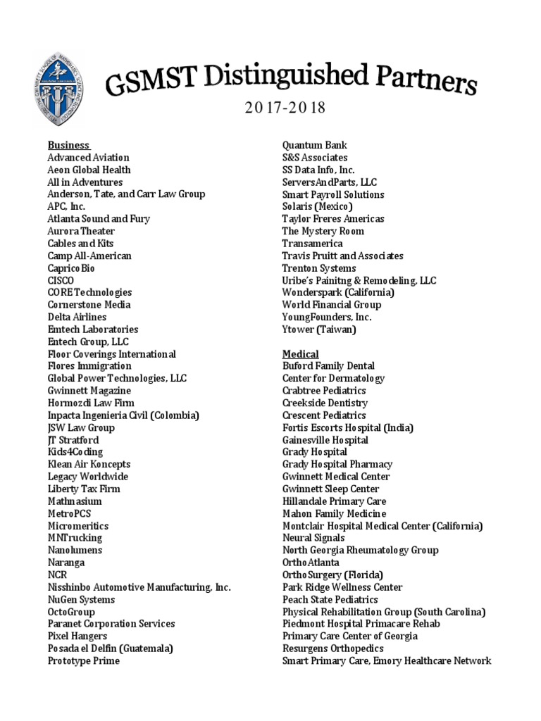 GSMST Partners 2017-2018 | Download Free PDF | Georgia (U.S. State ...