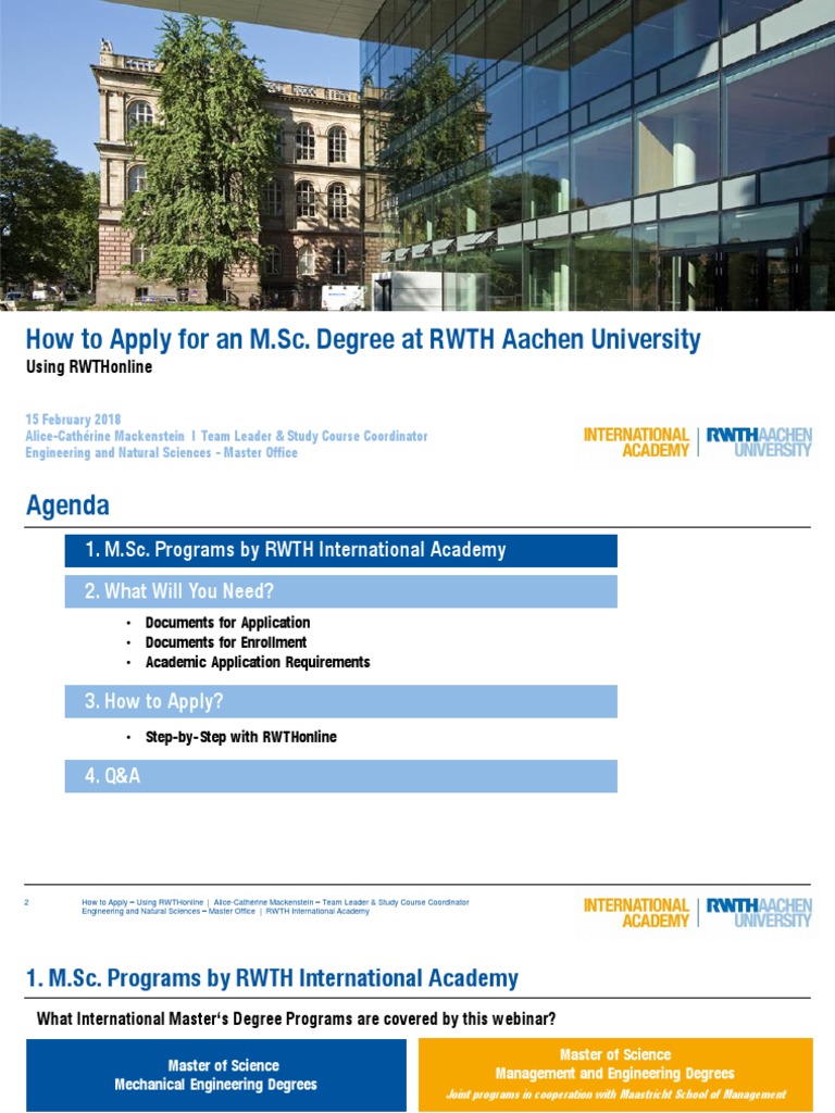 Rwth Aachen M Sc Application Guide Pdf Master Of Science