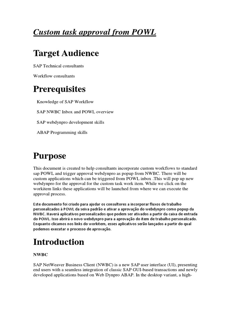 WORKFLOW - Custom Task Approval From POWL | PDF | Communication ...