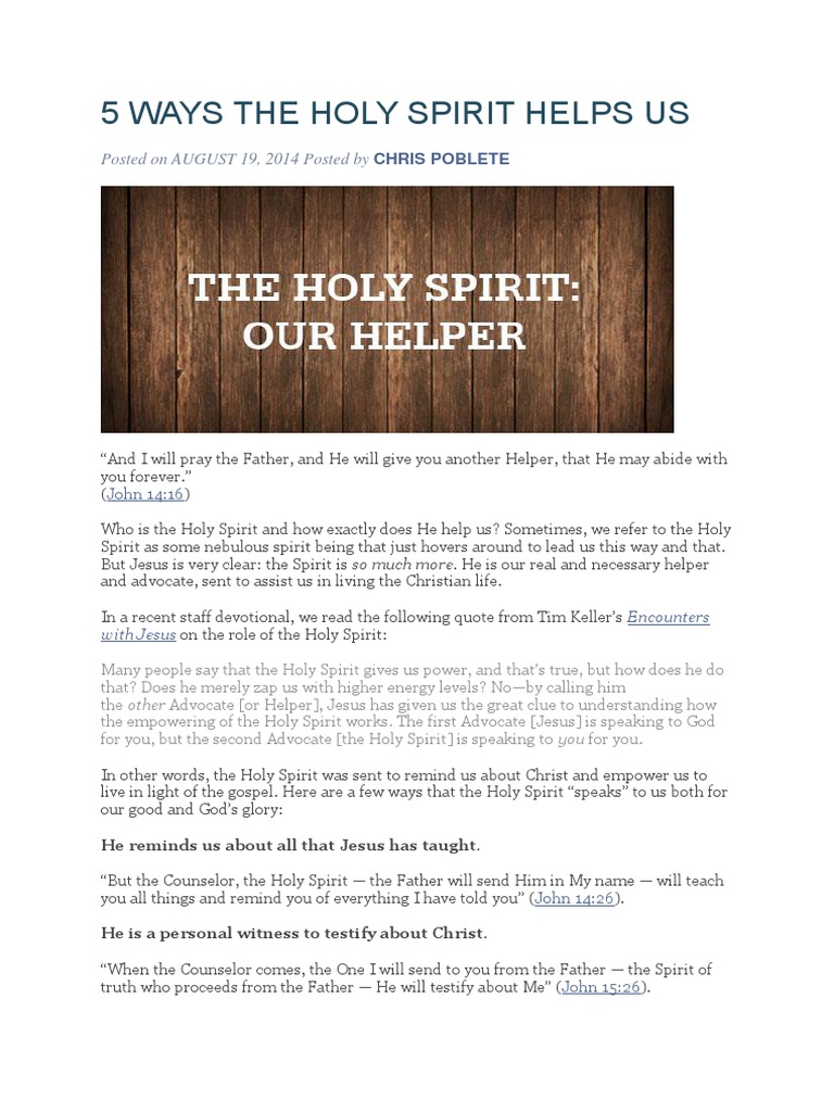 5 Ways The Holy Spirit Helps Us | PDF | Gospel Of John | Jesus