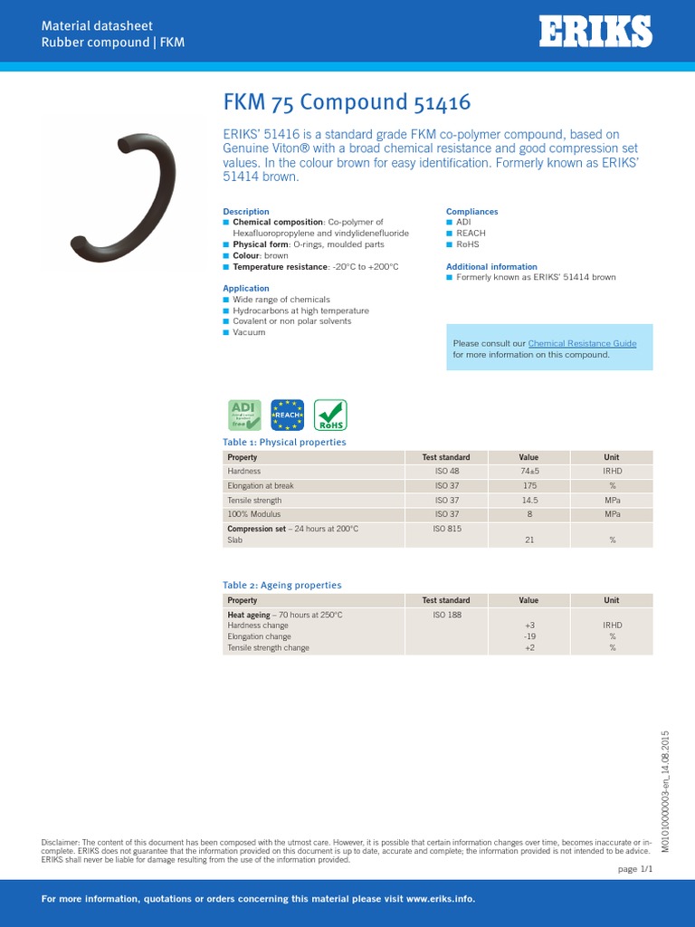 FKM 75 Compound 51416 | PDF | Chemical Compounds | Applied And ...