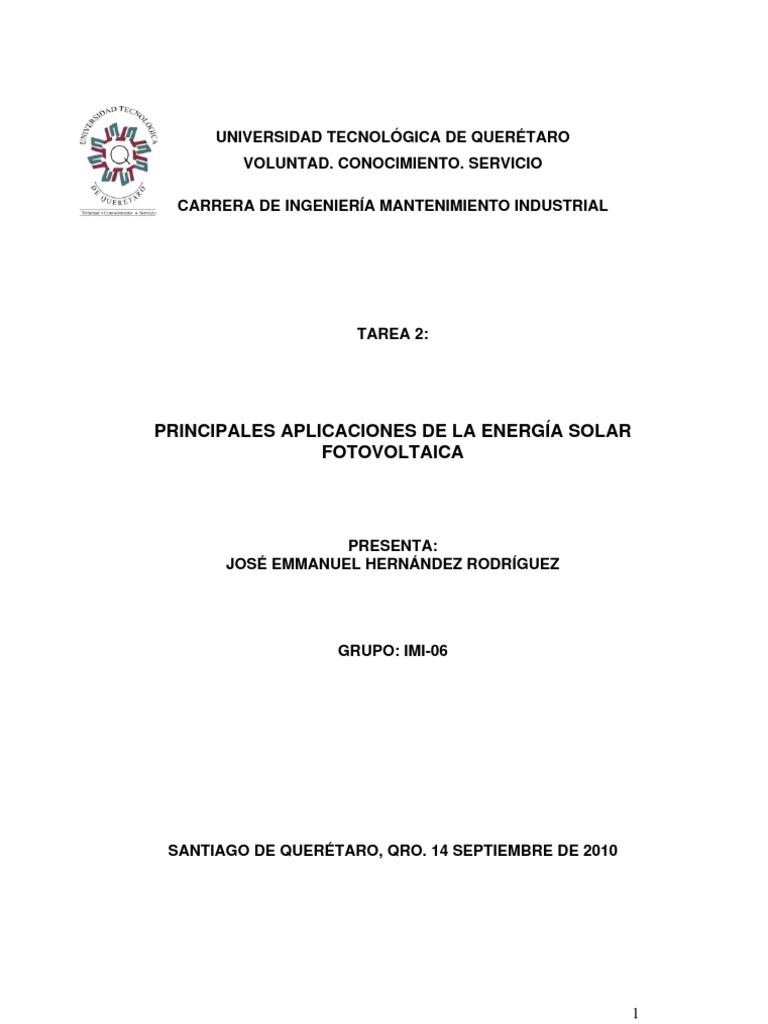 Aplicaciones de la Energía Solar Fotovoltaica | PDF | Fotovoltaica ...