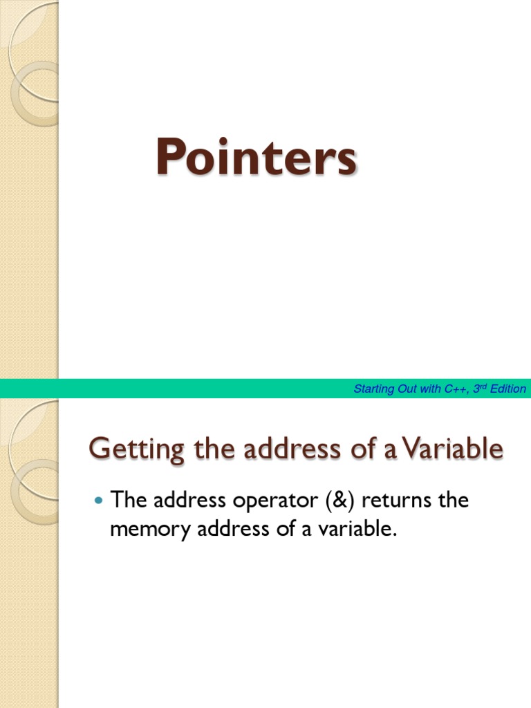 Slide 7-C++ Pointers | PDF | Pointer (Computer Programming) | Parameter (Computer Programming)