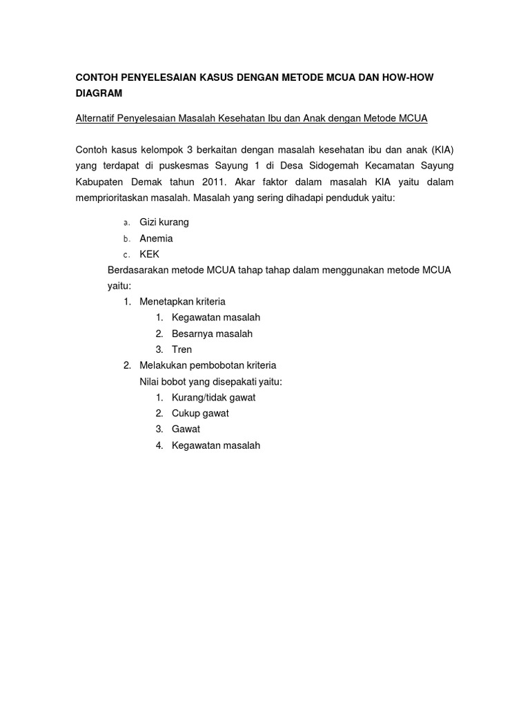 Contoh Penyelesaian Kasus Dengan Metode Mcua Dan How | PDF