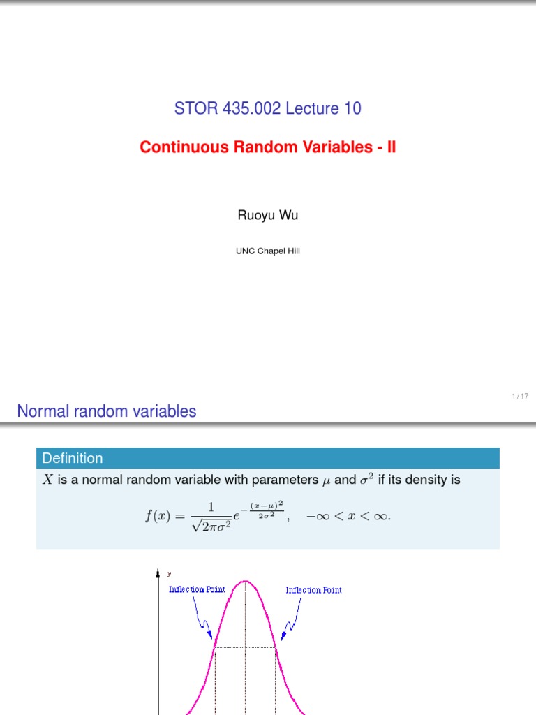 STOR 435.002 Lecture 10: Continuous Random Variables - II | PDF ...