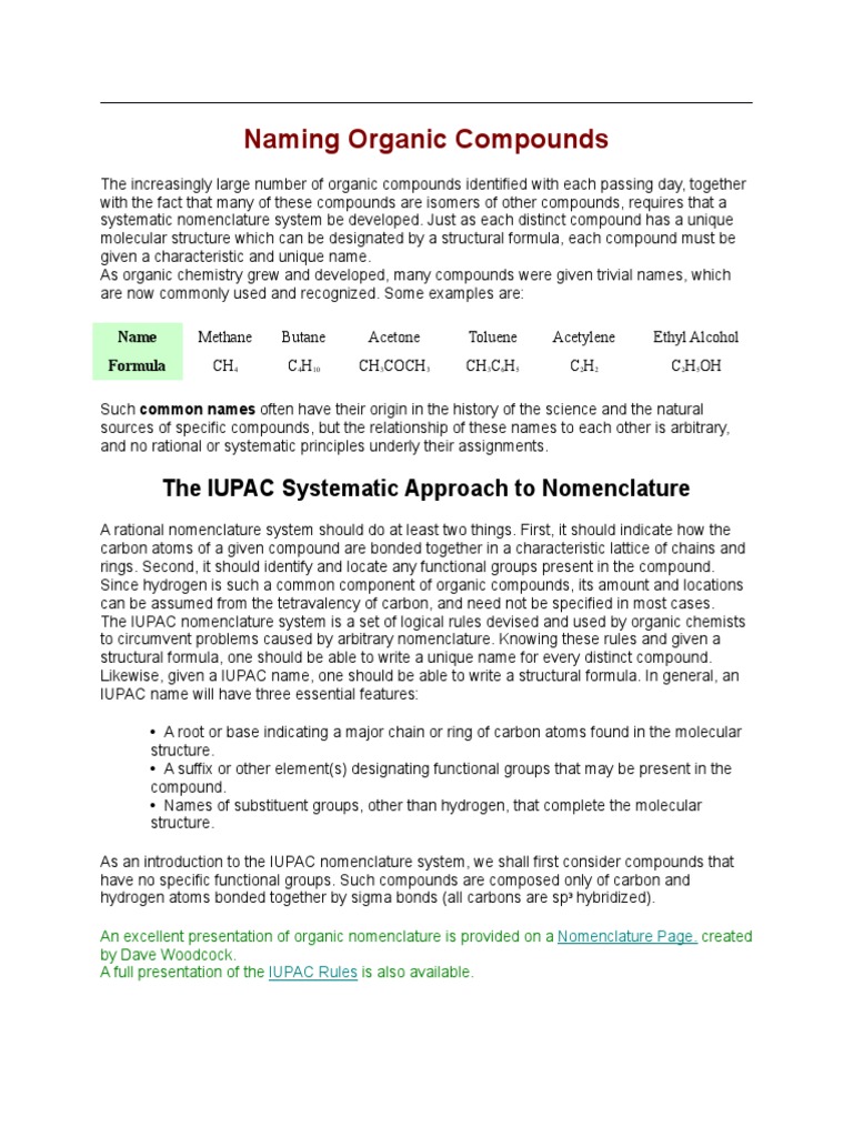 Naming Organic Compounds | PDF | Alkane | Alkene
