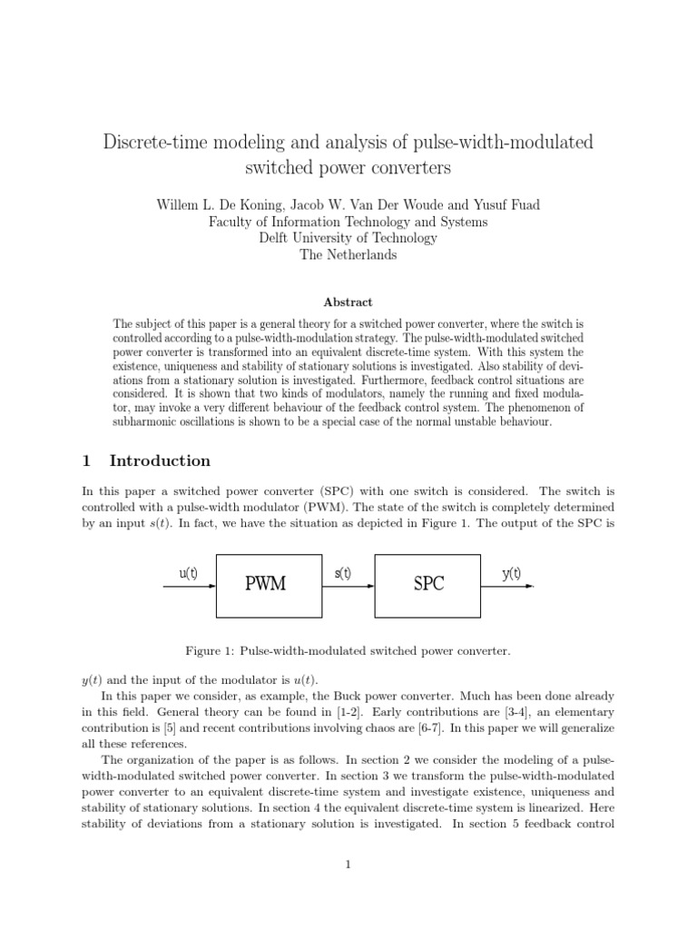 Discrete-Time Modeling and Analysis of Pulse-Width-Modulated Switched ...