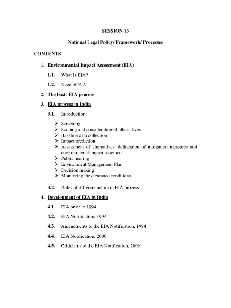 EIA Process Session 13 1 | PDF | Environmental Impact Assessment | Natural Environment
