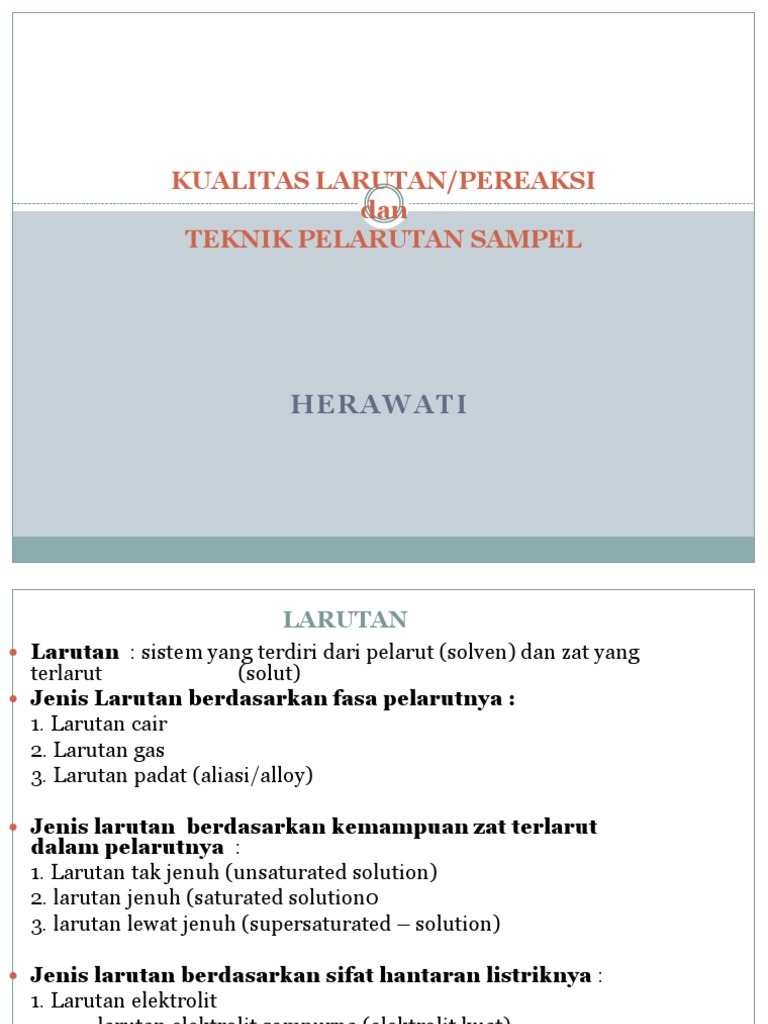 Teknik dan Kualitas Pelarutan Sampel | PDF | Sains & Matematika