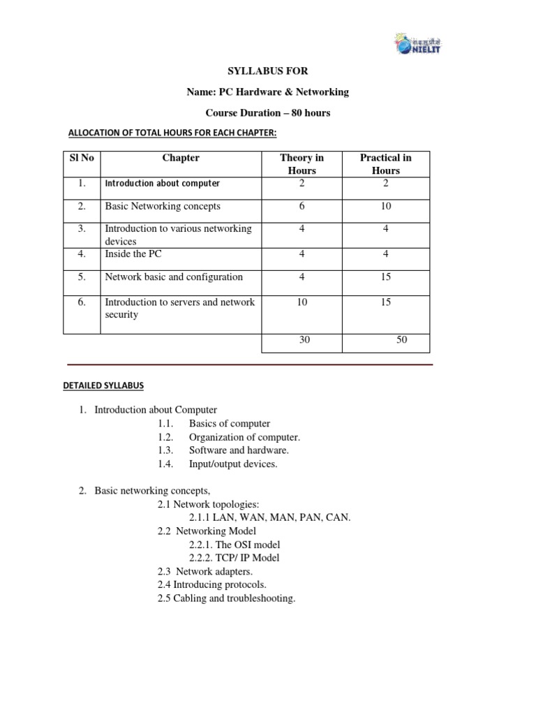 PC Hardware & Networking Syllabus PDF | PDF | Computer Network ...