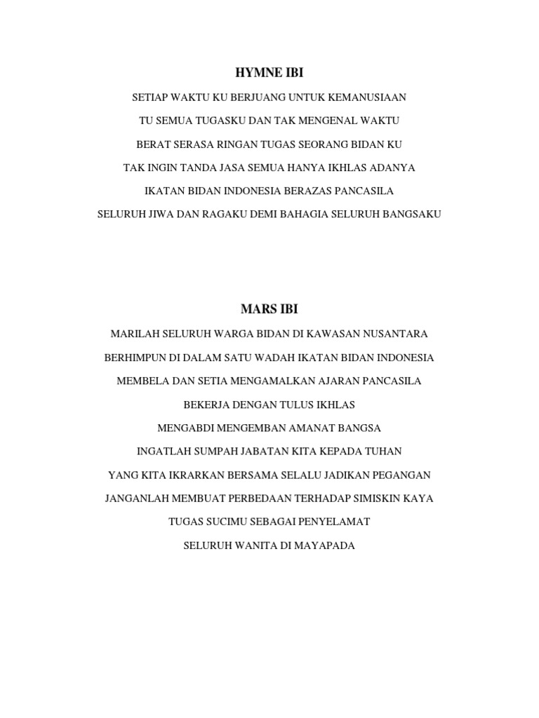 Hymne Ibi Dan Mars Ibi | PDF