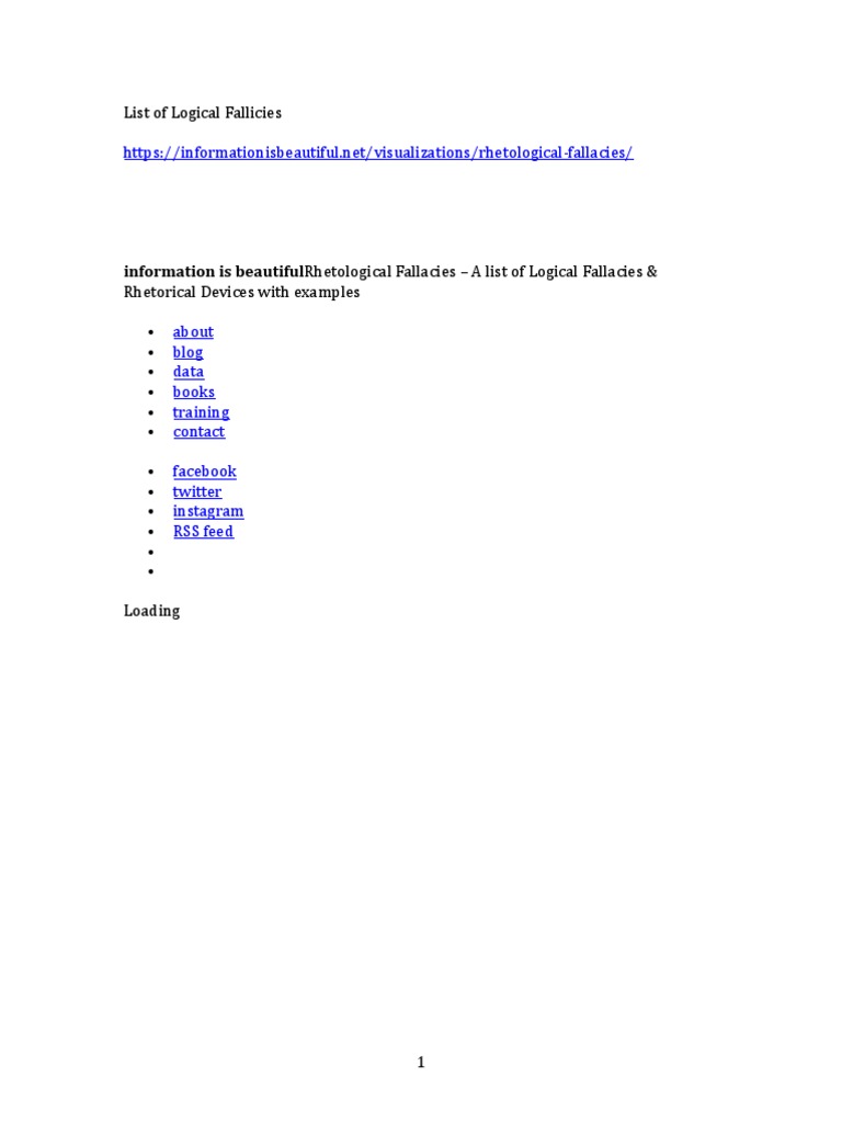 List of Logical Fallicies | PDF | Fallacy | Causality