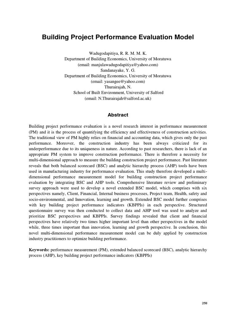 Building Project Performance Evaluation Model | PDF | Performance ...