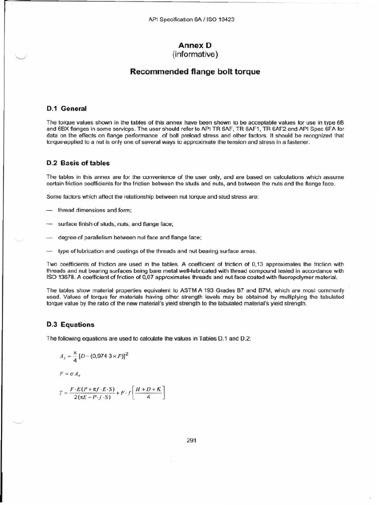 API 6A App D Bolt Torq | PDF