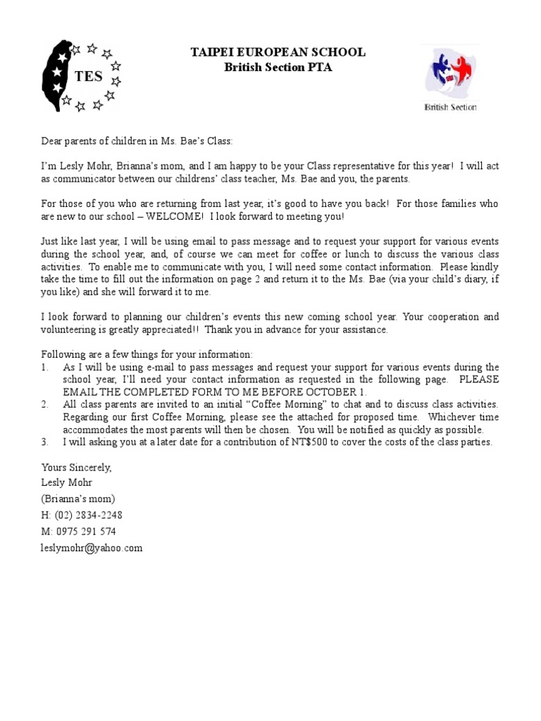 Class Rep Letter Junior | PDF | Communication | Business