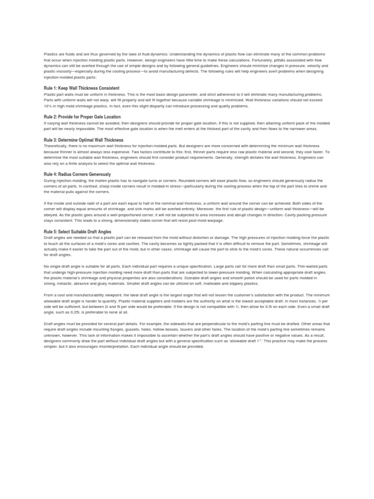 5 Rules in Injection Mold Design | PDF | Casting (Metalworking) | Fluid ...