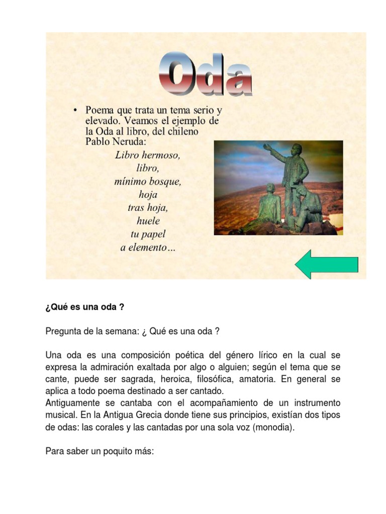 Ejemplos De Oda Poemas