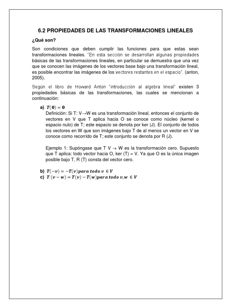 Propiedades de Las Transformaciones Lineales | PDF