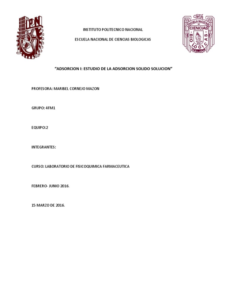 Practica 8 Adsorcion | PDF | Adsorption | Phases Of Matter
