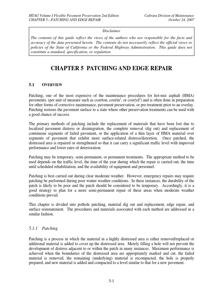 Chapter 5 Patching and Edge Repair | PDF | Road Surface | Nature