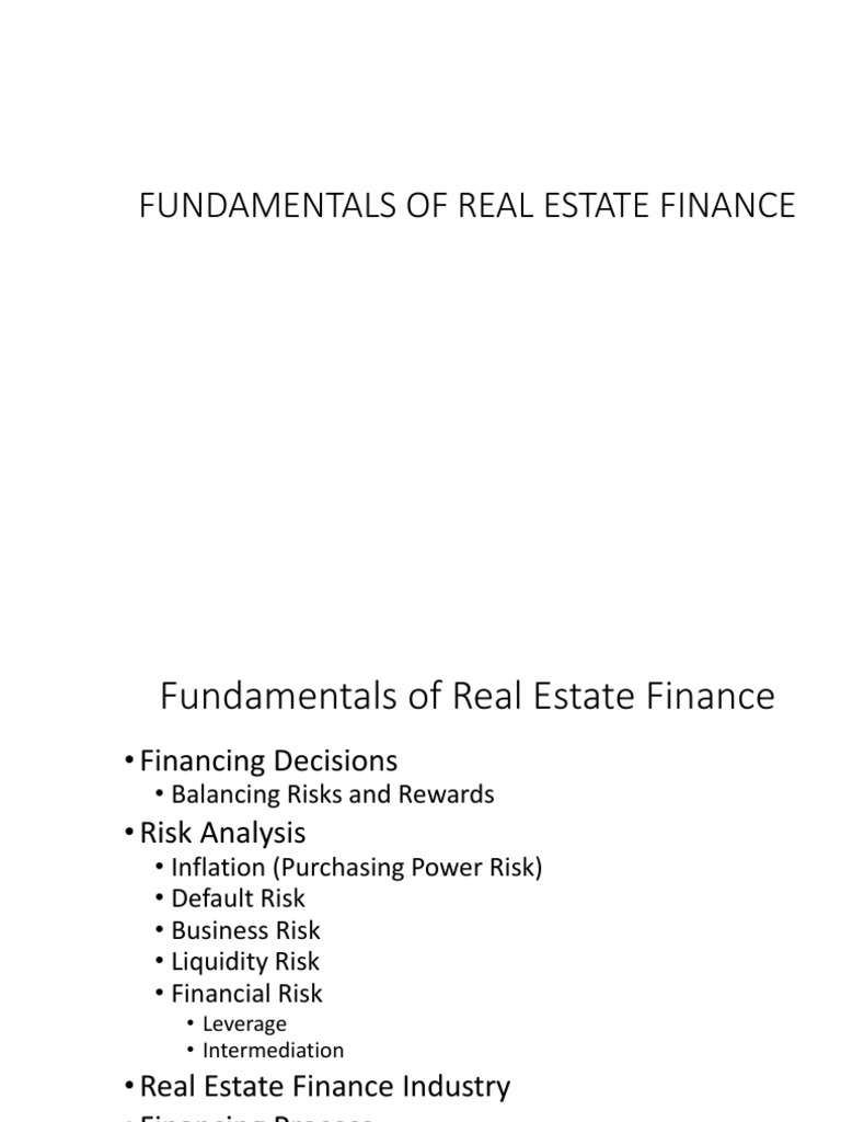 Real Estate Finance Fundamentals Guide | PDF | Government National ...