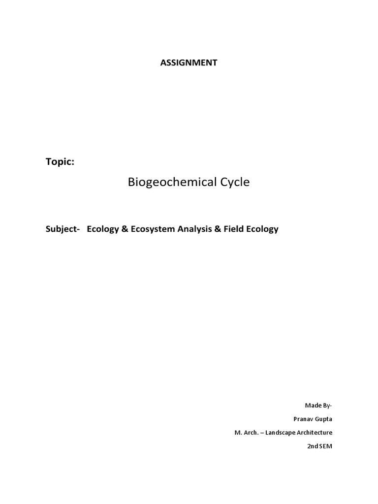 ASSIGNMENT - Biogeochemical Cycle | PDF | Water Cycle | Carbon Cycle