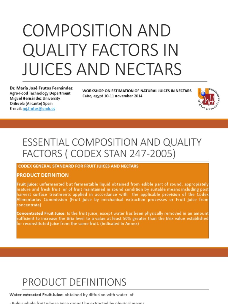 Composition and Quality Factors in Juices and Nectars - Ms Frutos | PDF ...