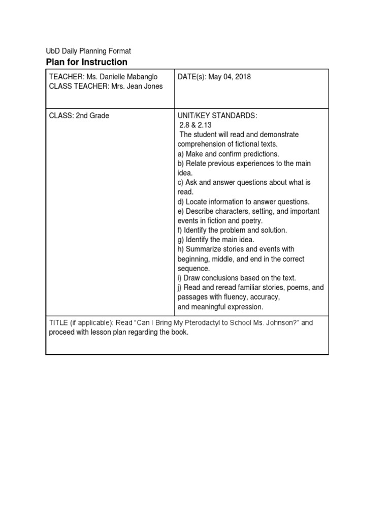 1 Lesson Plan Template | PDF | Teachers | Linguistic Morphology