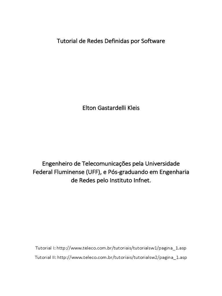 Tutorial Sdn Openflow Pdf Routing Computer Network