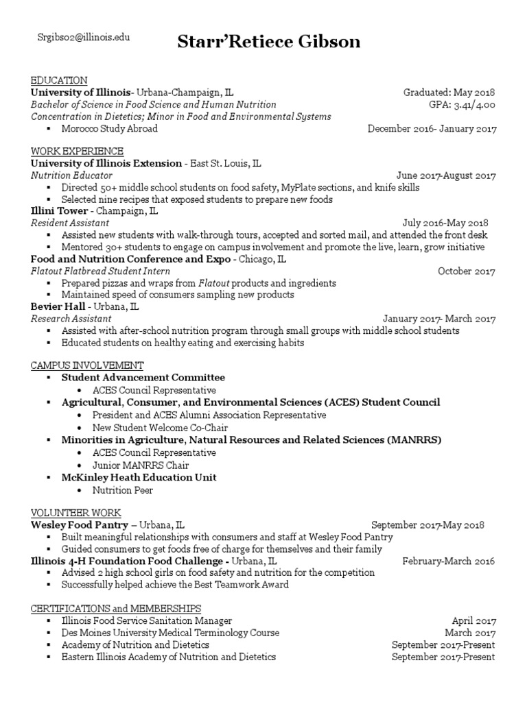 Starr Gibson Resume 2-15-18 | PDF | University Of Illinois At Urbana ...