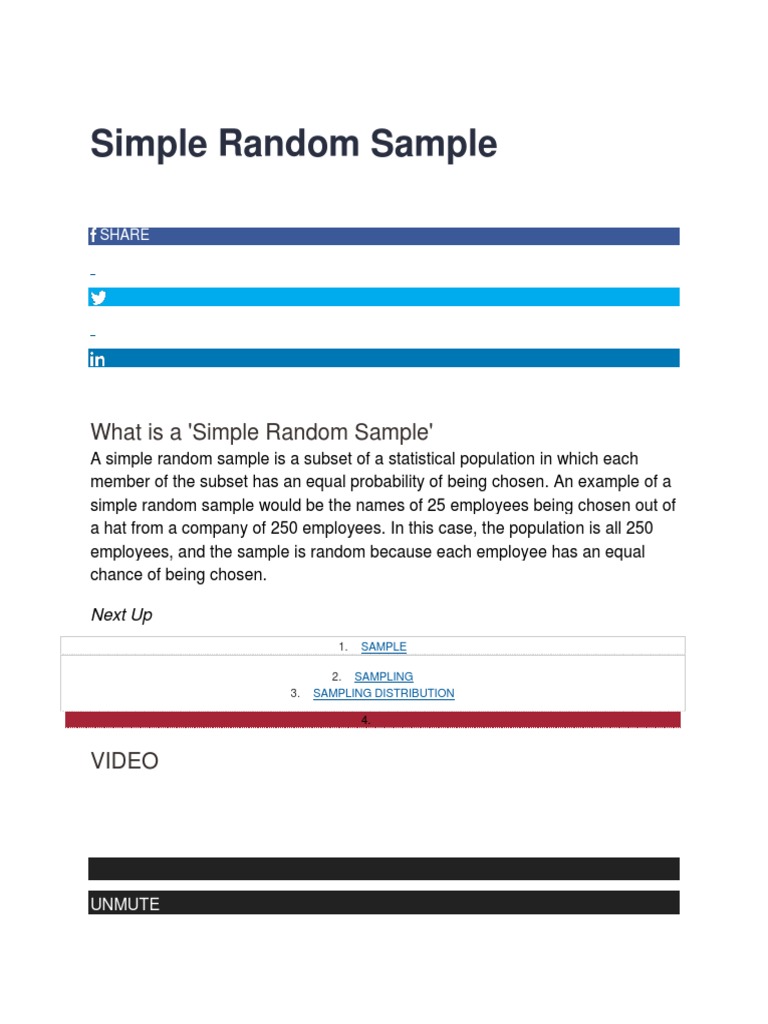 Simple Random Sampling | PDF | Sampling (Statistics) | Scientific Method