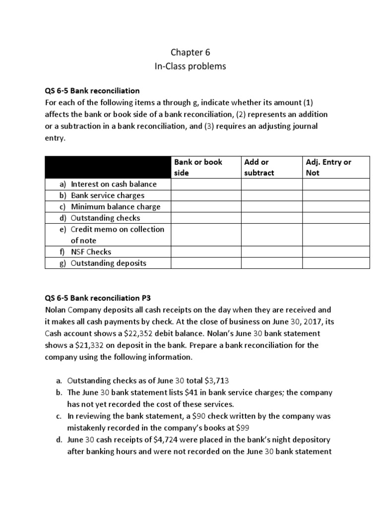 Accounting Class Exercises | PDF | Cheque | Banks