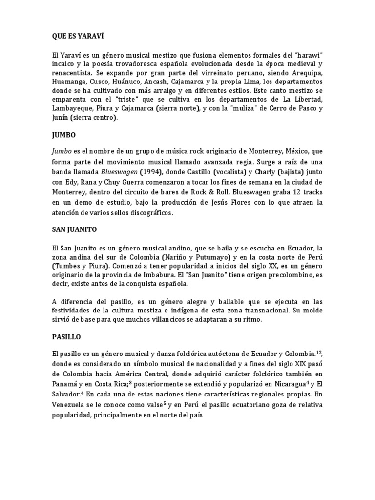 Que Es Yaraví | PDF | Las artes escénicas | Entretenimiento (general)