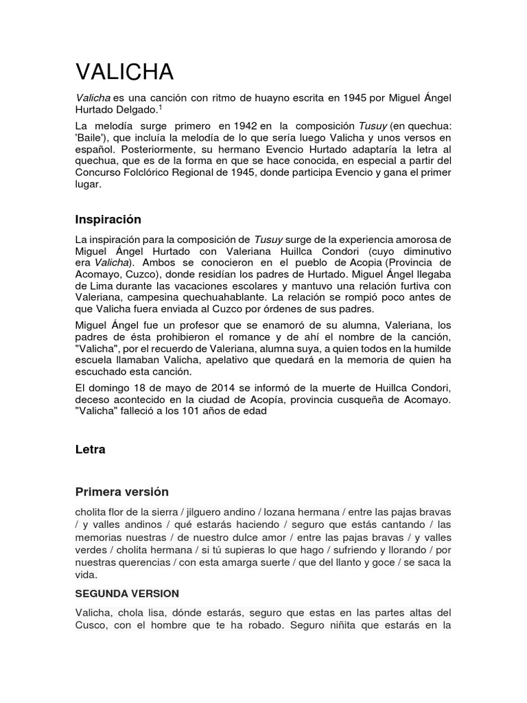 VALICHA | PDF | Entretenimiento (general)